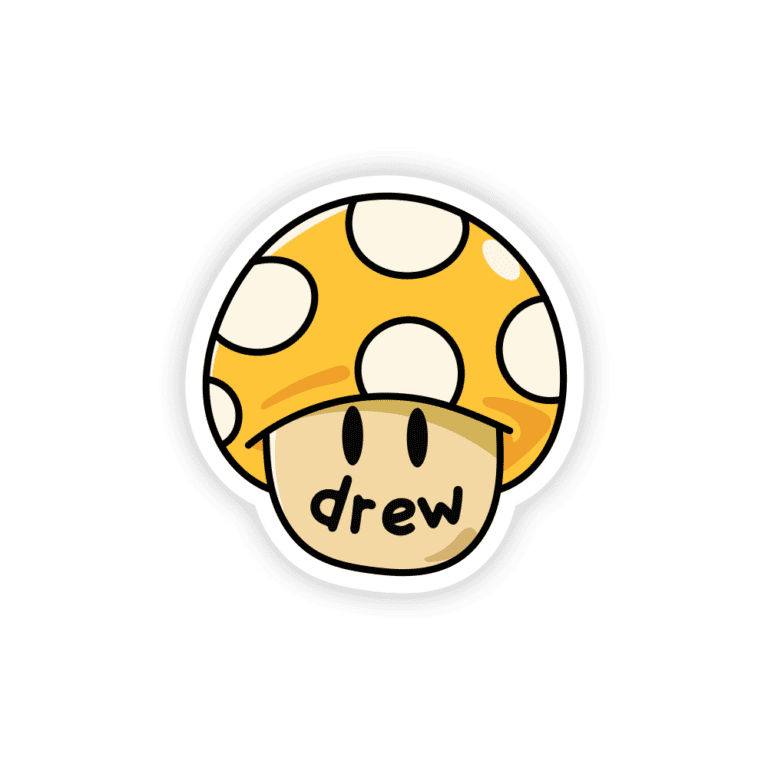 Drew House Mushroom Sticker – stickermirchi.com