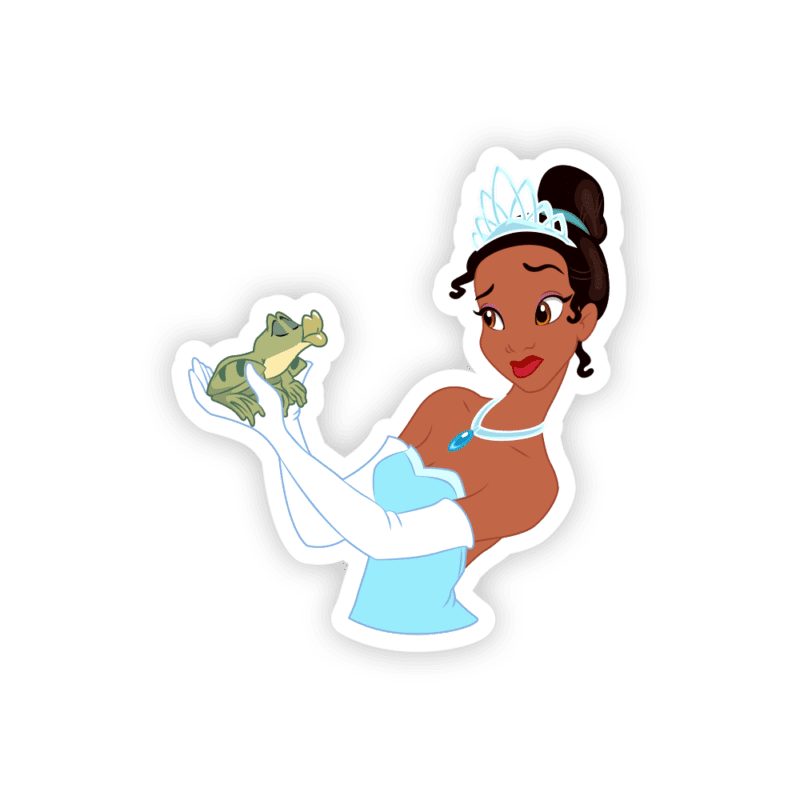 Princess Tiana with Frog Sticker – stickermirchi.com