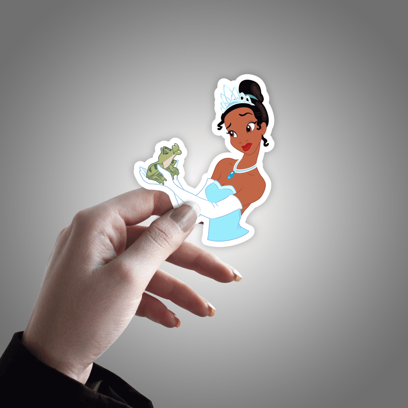 Princess Tiana with Frog Sticker – stickermirchi.com