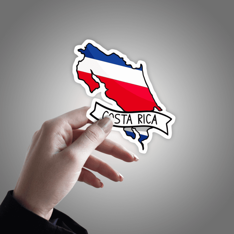 Costa Rica Flag Map Sticker – stickermirchi.com