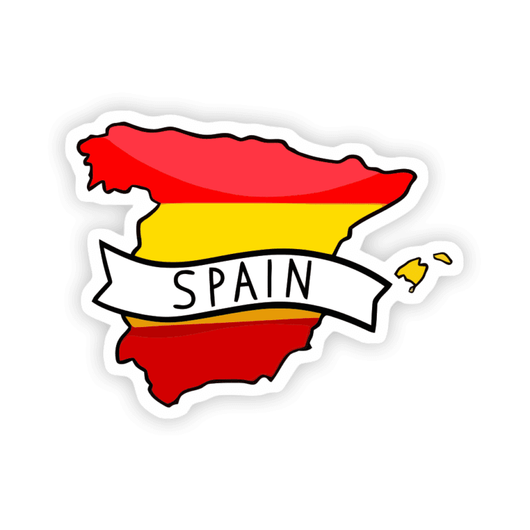 Spain Flag Map Sticker Sticker – stickermirchi.com