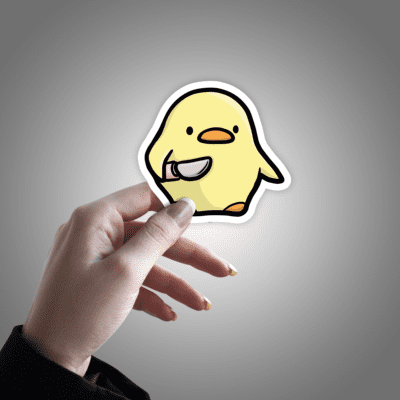 Duck With Knife Sticker – stickermirchi.com