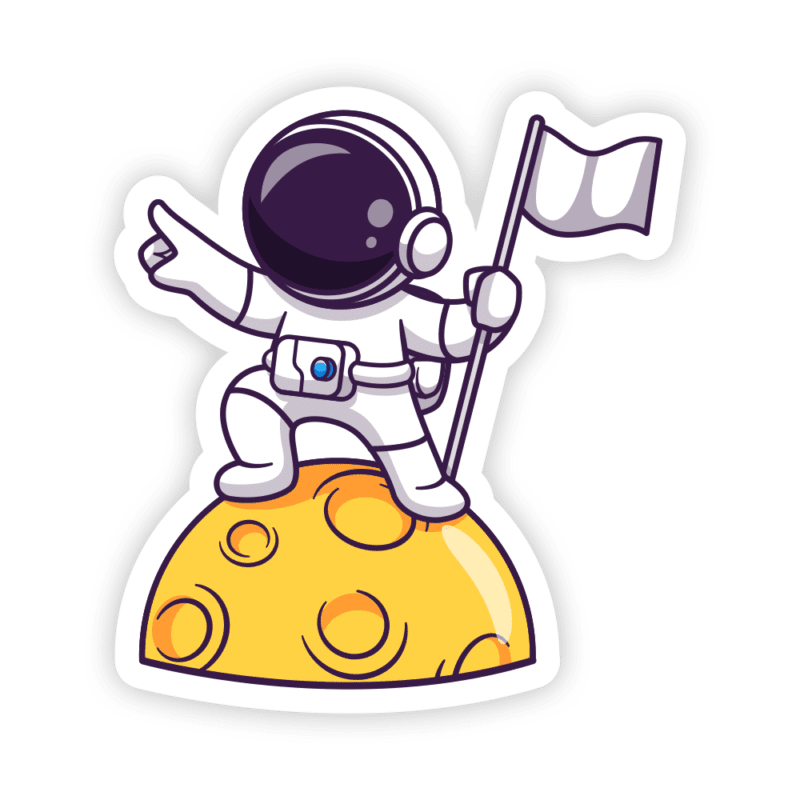 Astronaut On Moon Sticker – stickermirchi.com