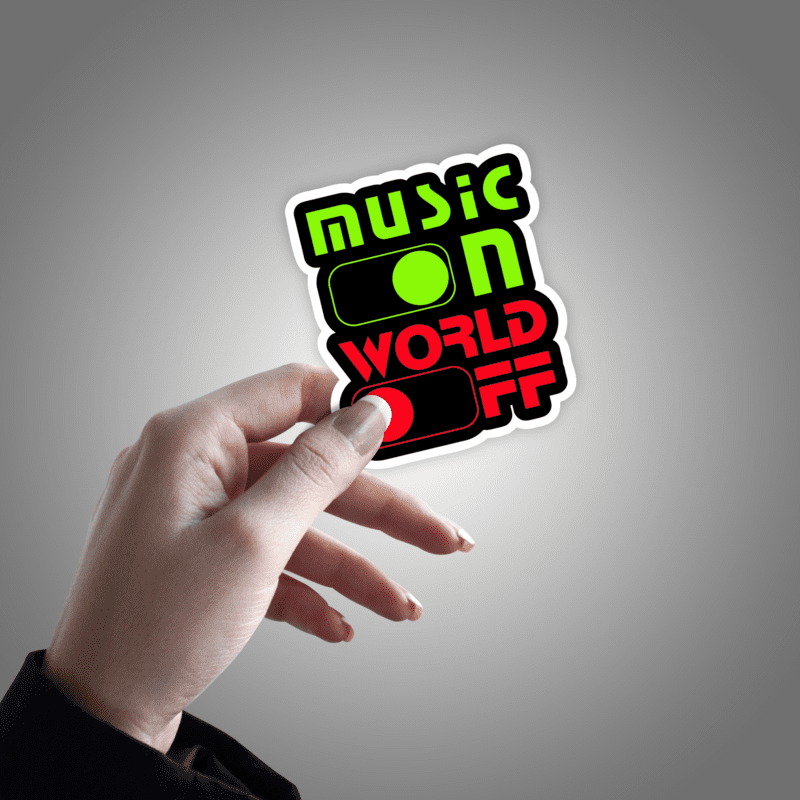 Music On World Off Sticker – stickermirchi.com