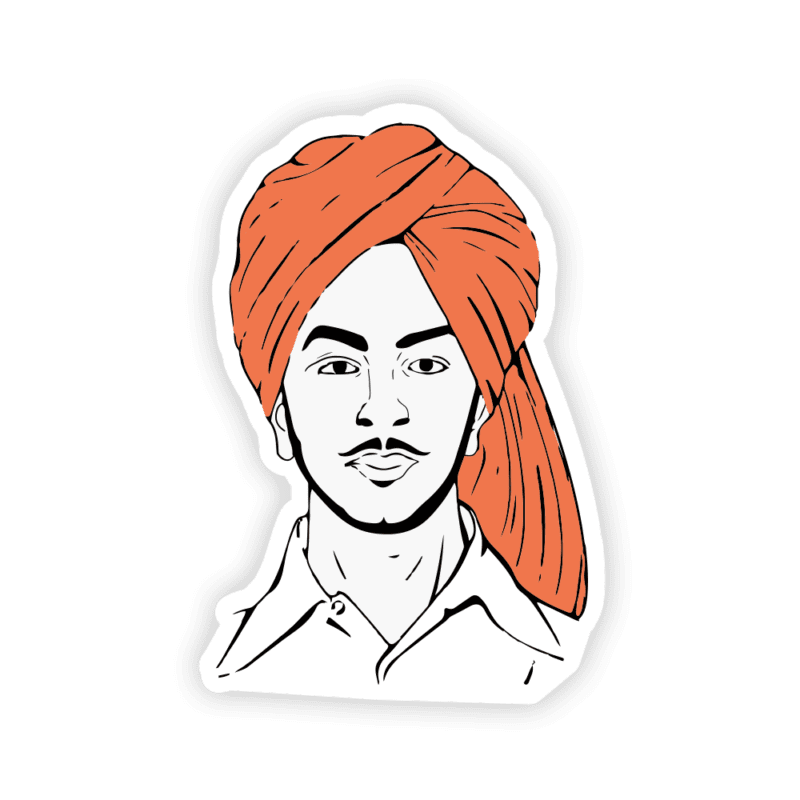 Bhagat Singh The Punjabi Indian Hero Freedom Fighter Sticker ...